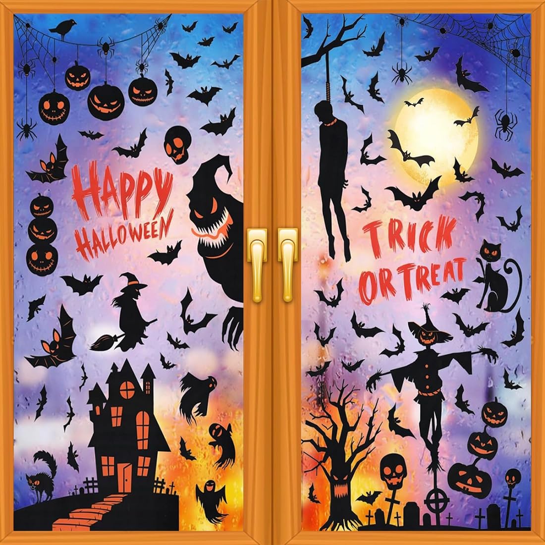 Halloween Window Sticker 9 Sheet, Double Sided Spooky Monster ...