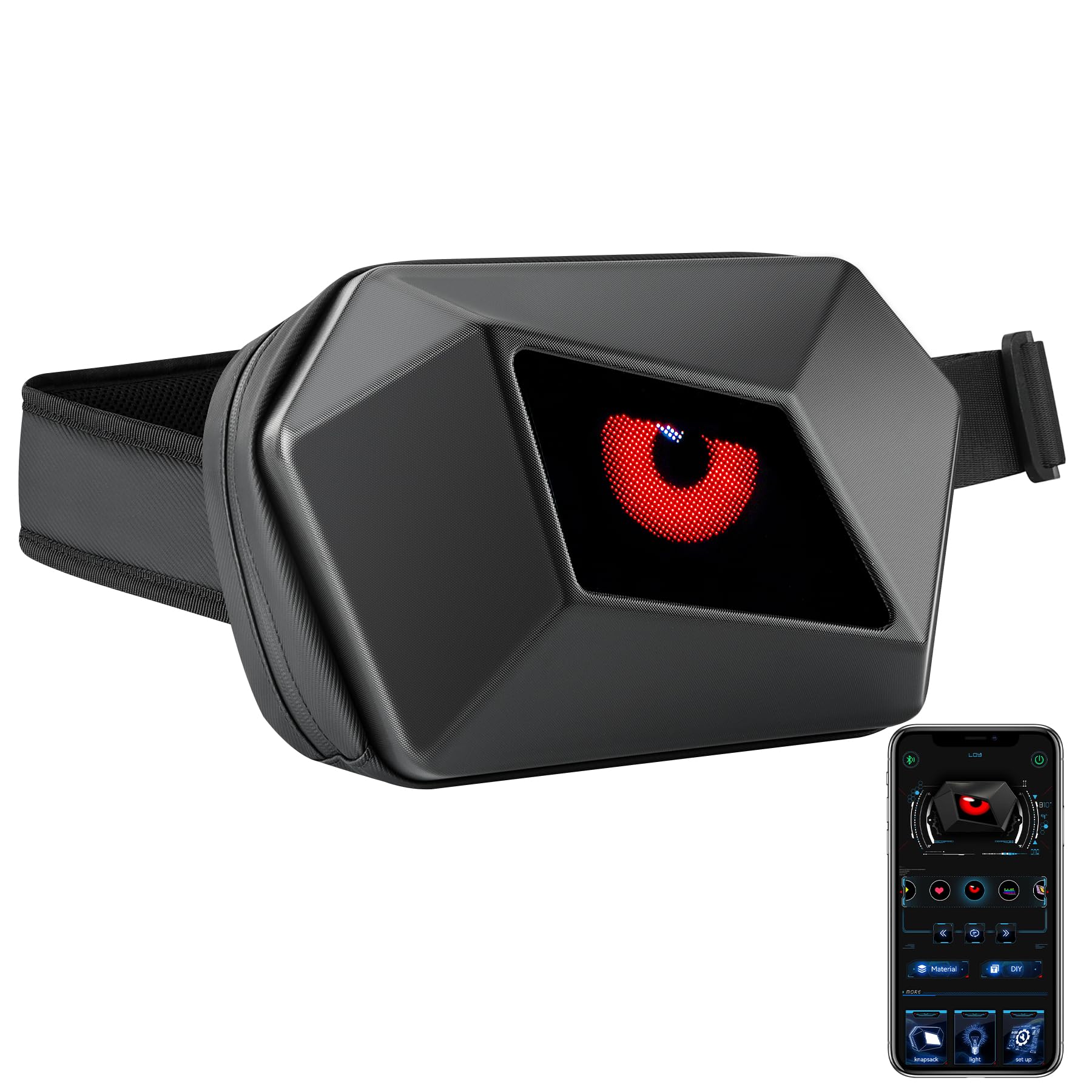 DABASHAN Sling Bag with LED Display, Hard Shell LED Motorcycle Backpack ...