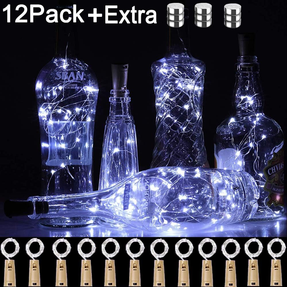 Bottle Lights with Cork, 12 Pack Cork Shaped Battery Operated Wine ...