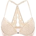 DOBREVA Women's Push Up Bra Racerback Front Closure Bras Plunge ...