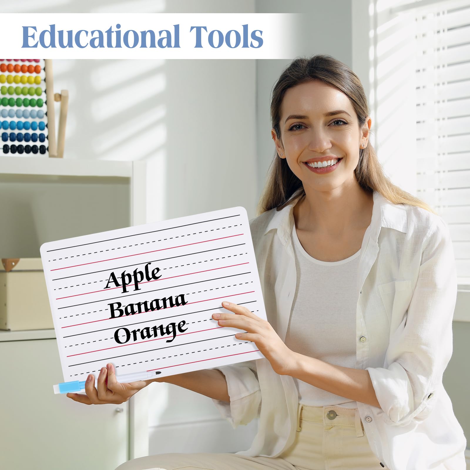 Mua 100 Pcs Lined Dry Erase Board Classroom with Markers 9 x 12" Double ...