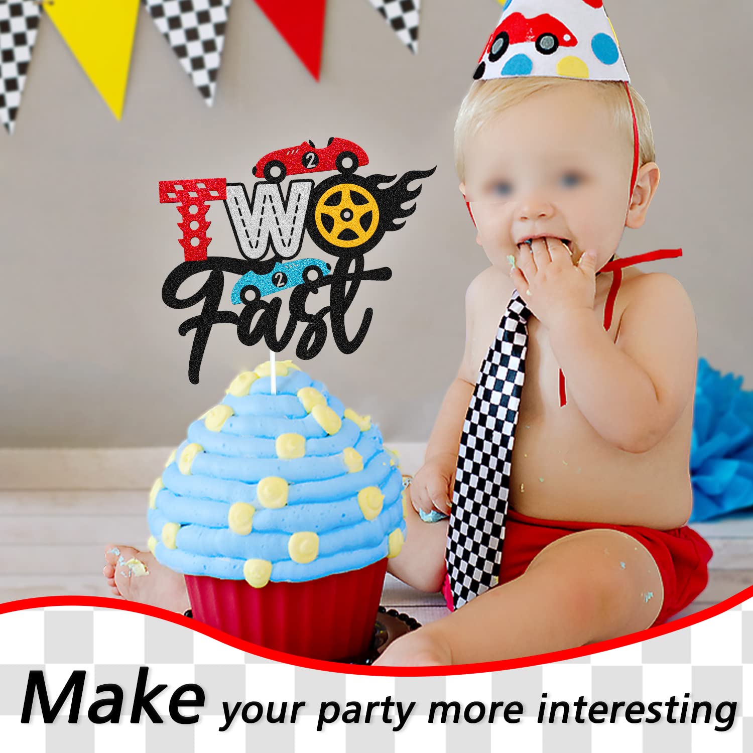 Mua Two Fast Cake Topper Traffic Light Racing Car Wheel Themed Happy ...