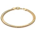 Amazon.com: Barzel 18K Gold Plated 7mm Flat Snake Dome Herringbone ...