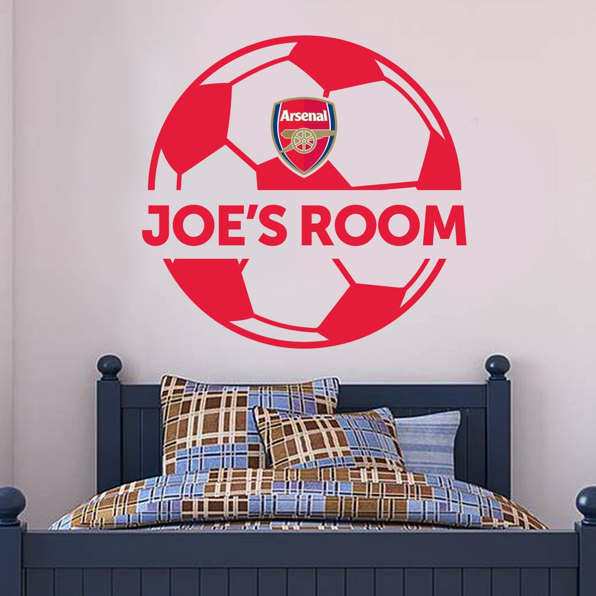Arsenal Football Club Official Personalised Name & Ball Wall Sticker ...