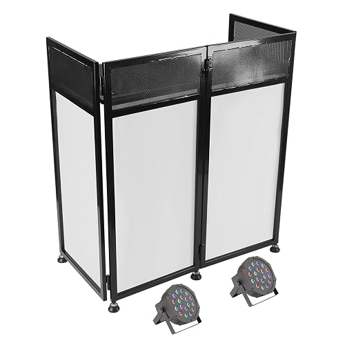 DJ Booth Portable, DJ Event Facade with 2 Scrims + 2 Lights Metal Frame ...