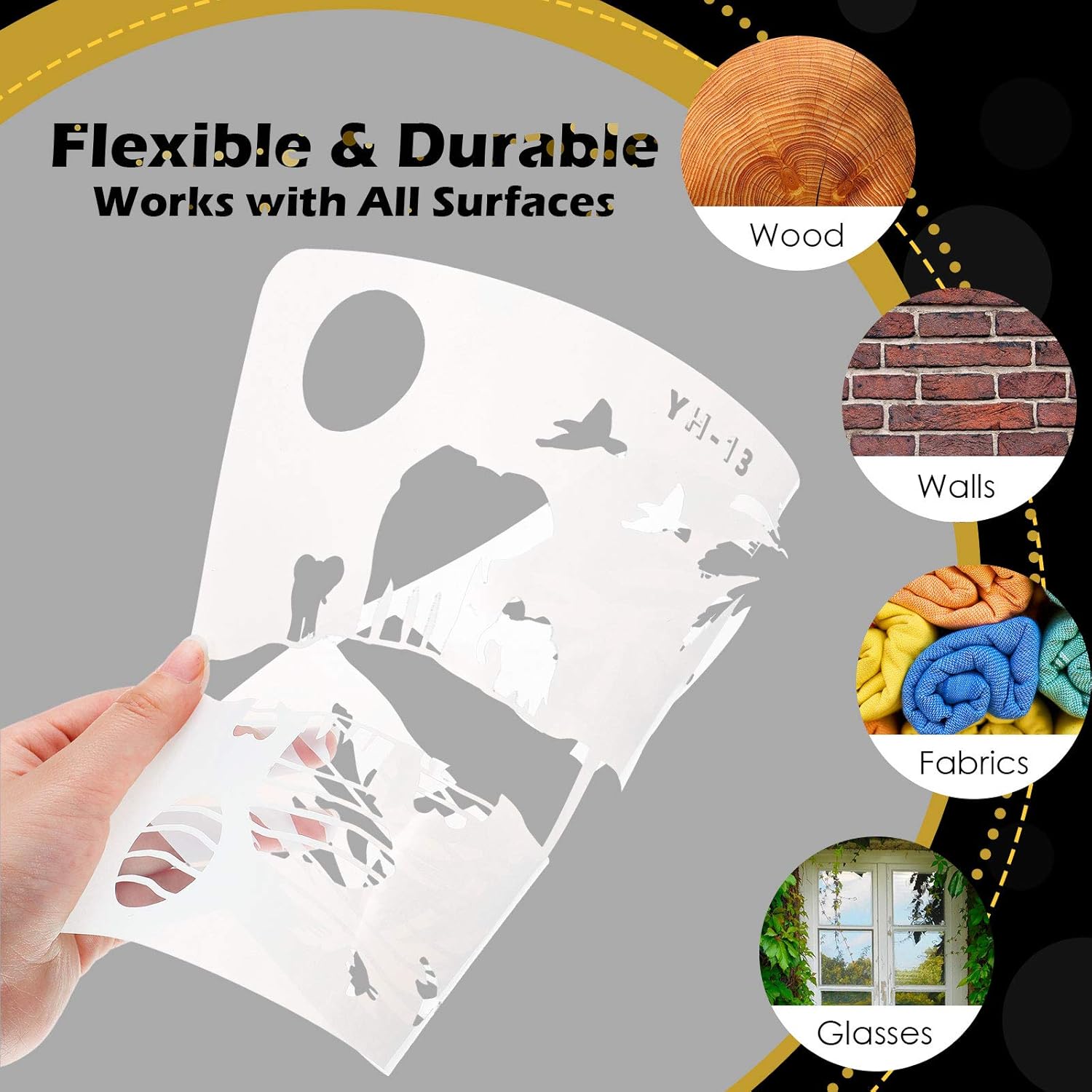 15 Pieces A4 Large Landscape Stencil Landscape Silhouette Stencil ...