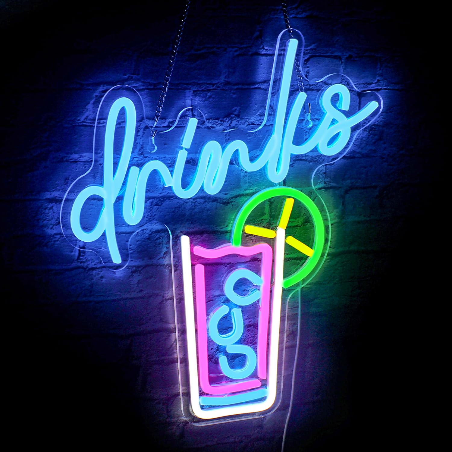 WLHOPE Drinks Neon Signs Cool Drink Cup LED Neon Lights for Wall Decor ...