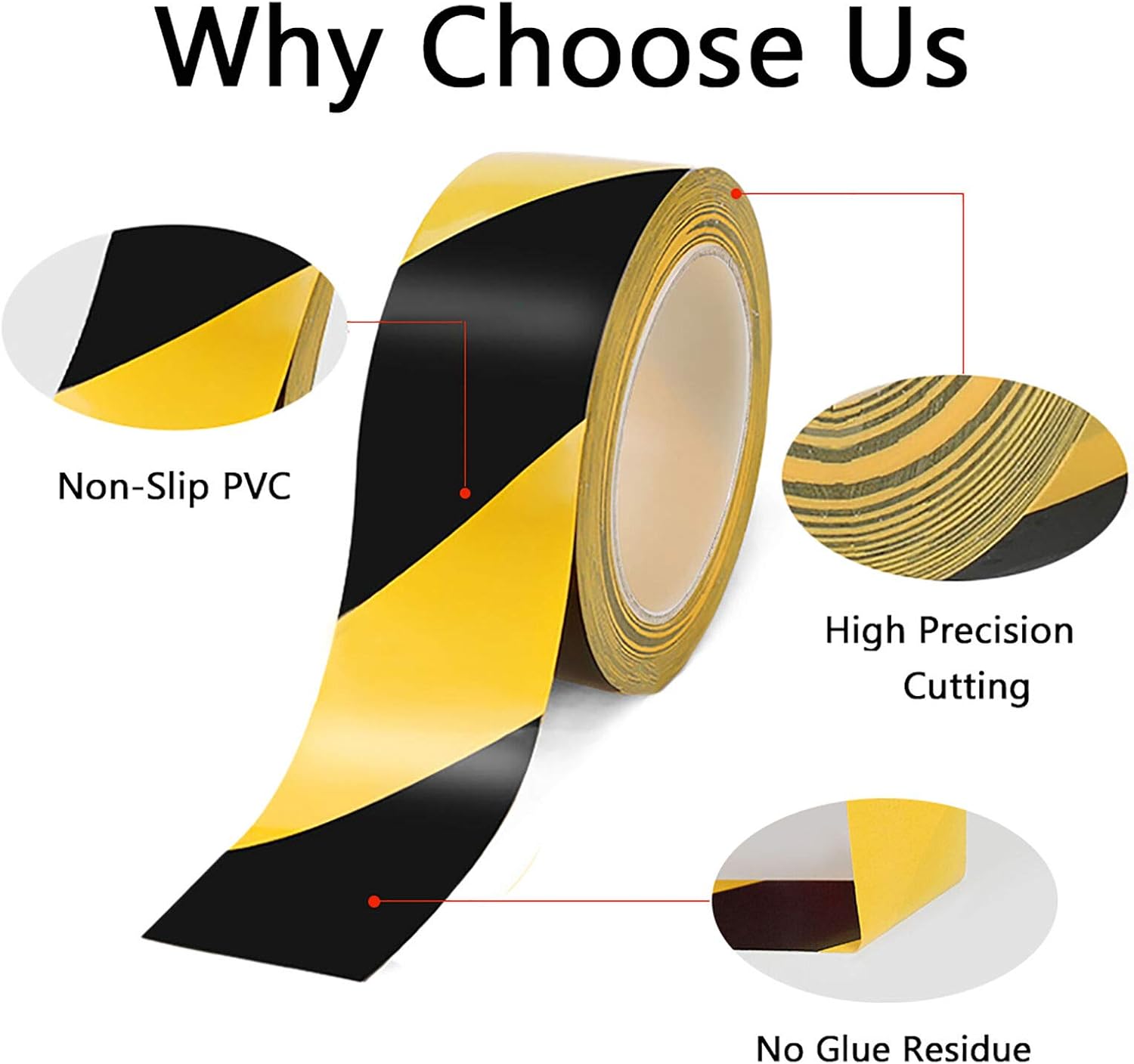 2 Packs Adhesive Black and Yellow Hazard Tape, Safety Tape 48mm X 33m ...