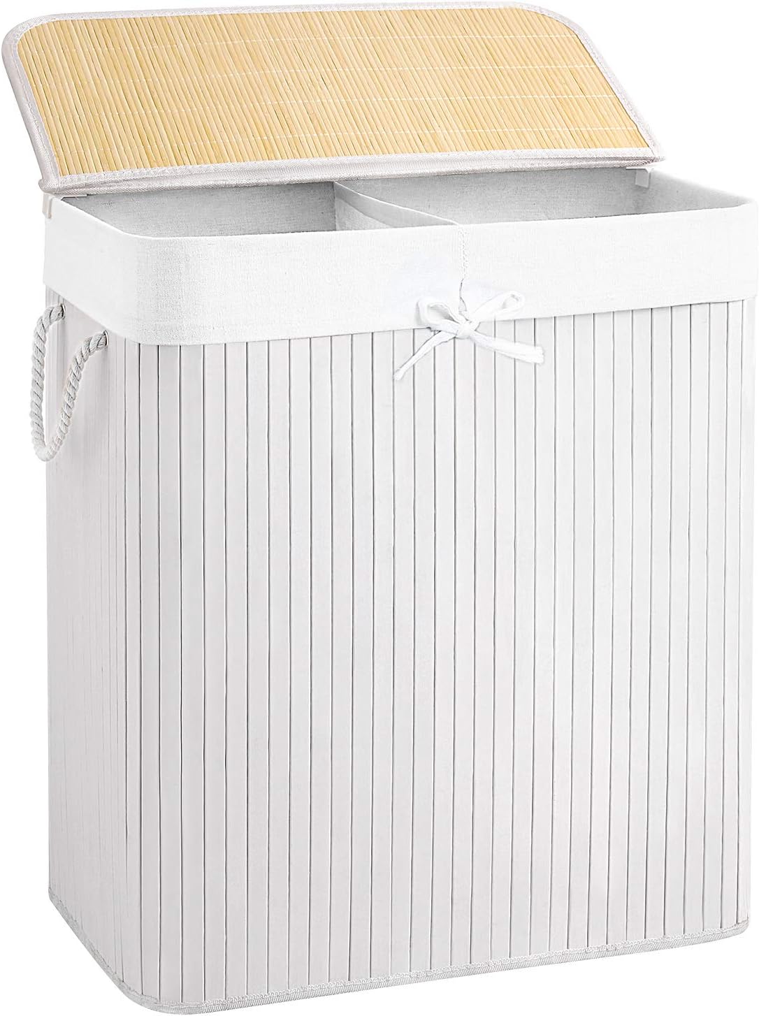 SONGMICS XXL 100 L Bamboo Laundry Basket Washing Box Bin Storage Hamper ...