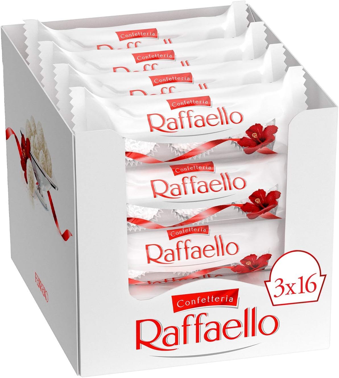 Raffaello Coconut Almond Specialty Gift Box, 16 Packs of 3 Individually ...