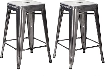 OCC Set of 2- Tolix style Backless Metal Industrial Stack Counter ...