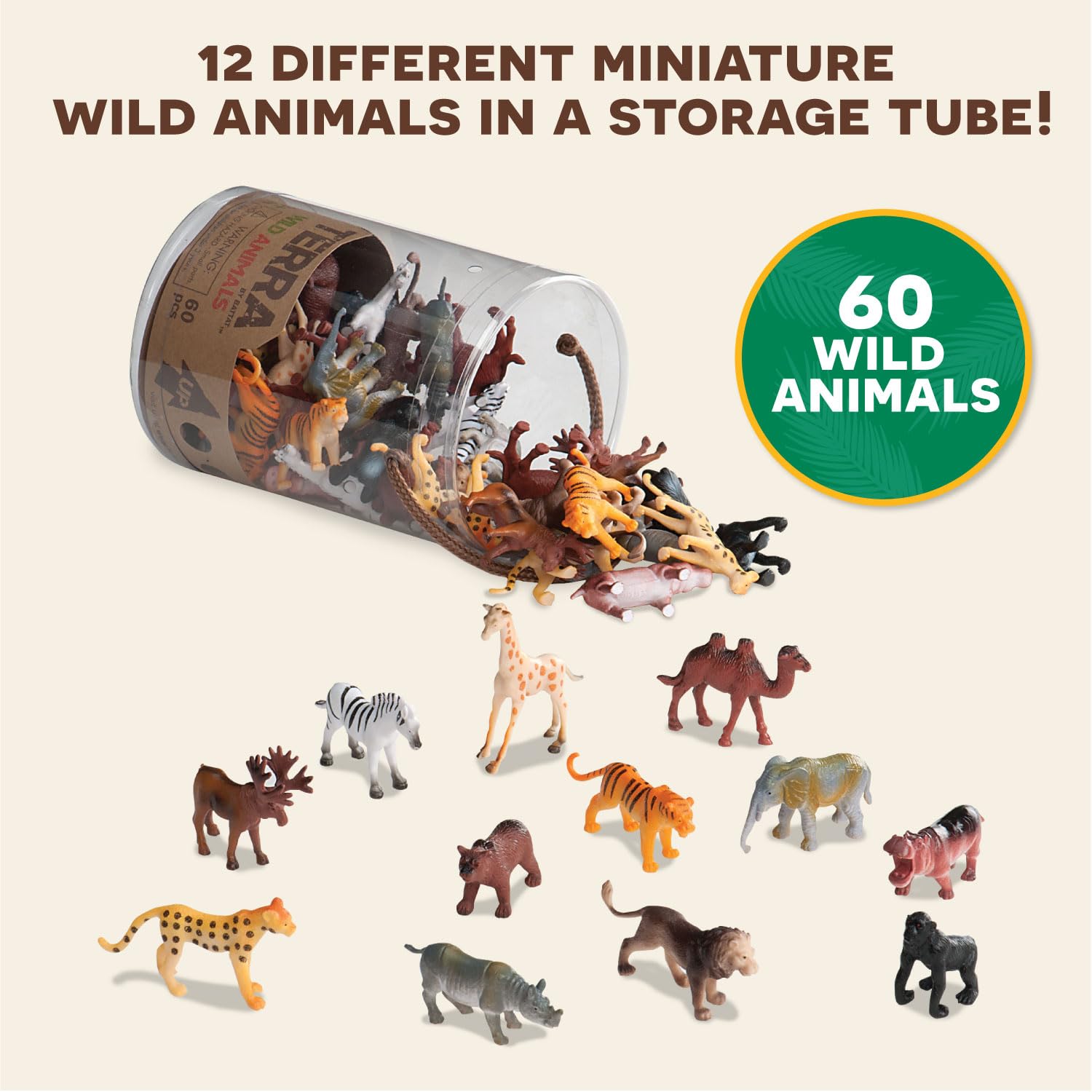 Mua Terra 60-Piece Animal Figures Collection Wild Animals Toy Set ...