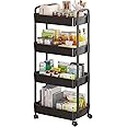 Amazon.com: Sywhitta 4-Tier Plastic Rolling Utility Cart with Handle ...