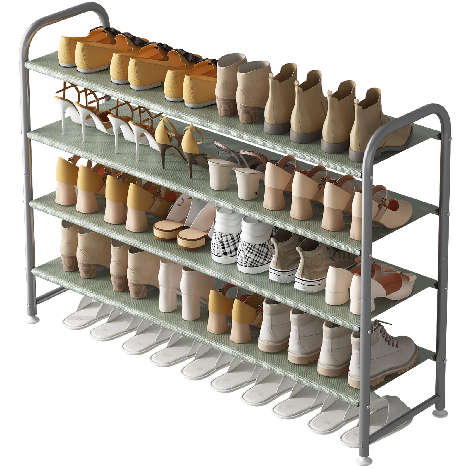 INGIORDAR Shoe Rack 4 Tier Long Storage Organizer Wide Metal Shoe Shelf ...