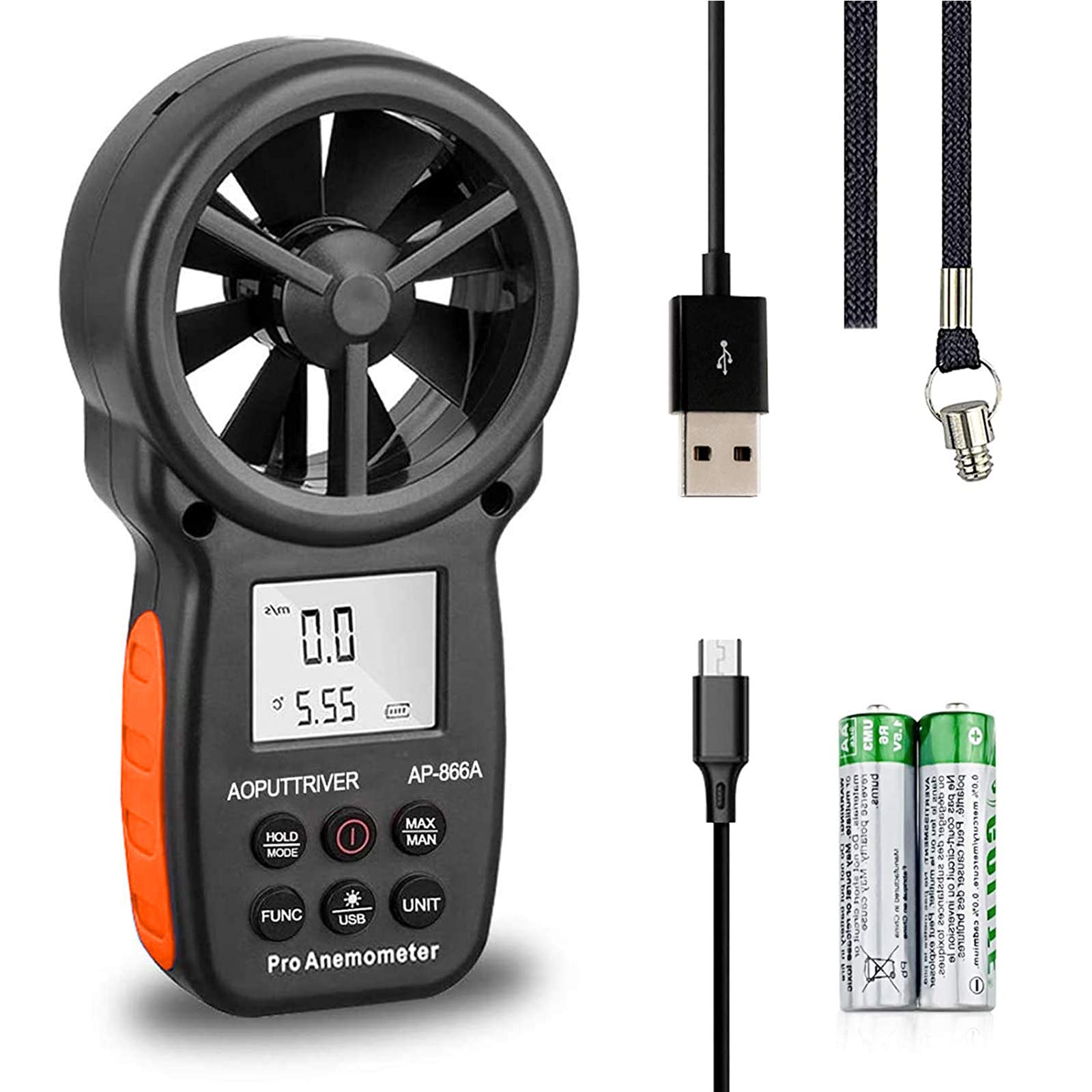 Pro HVAC Anemometer, AP-866A CFM Meter with USB Connect to PC, Air Flow ...