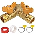 Amazon.com: Mxfans 2 Way Gas Pipe Connector Diverter Solid Brass Y ...