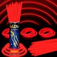 Amazon.com: 150 Pack 8” Red Glow Sticks Bracelet Necklaces Bulk with ...