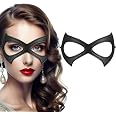 Amazon.com: Tyqour Black Cat Masks Leather Half Cat Eye Mask Masquerade ...