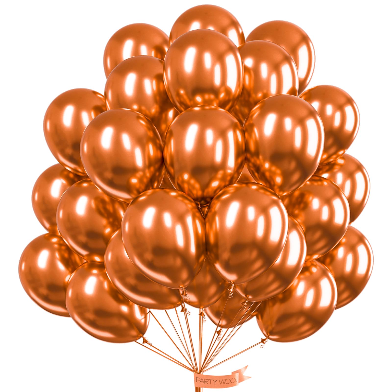 PartyWoo Metallic Orange Balloons, 50 pcs Metallic Copper Balloons, 12 ...