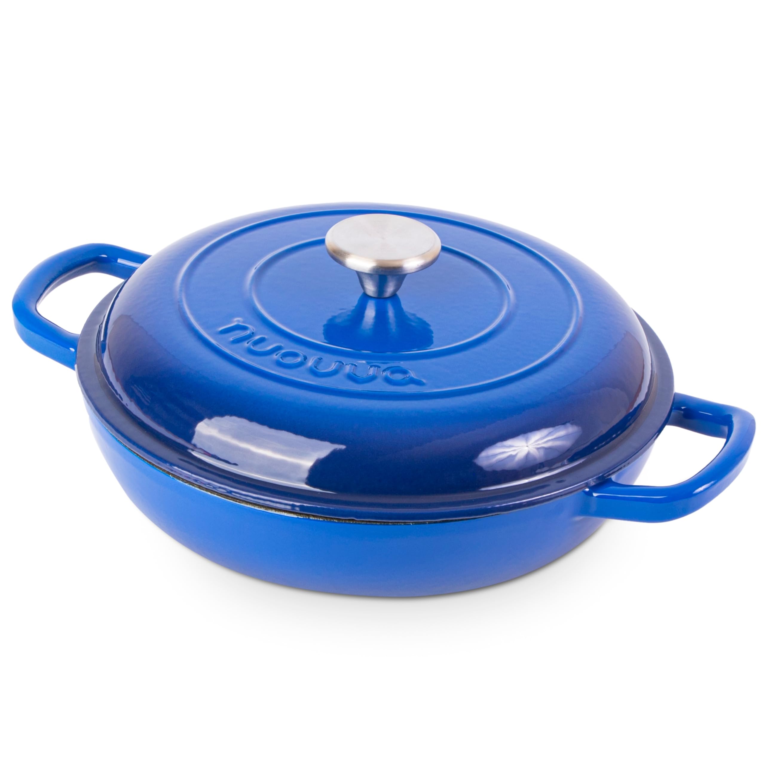 Shallow Cast Iron Casserole with Lid – Non Stick Dutch Oven Pot, Oven ...