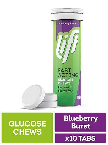 Lift Glucose Chewable Tablets, BLUEBERRY, 12 tubes (10 tablets per tube ...