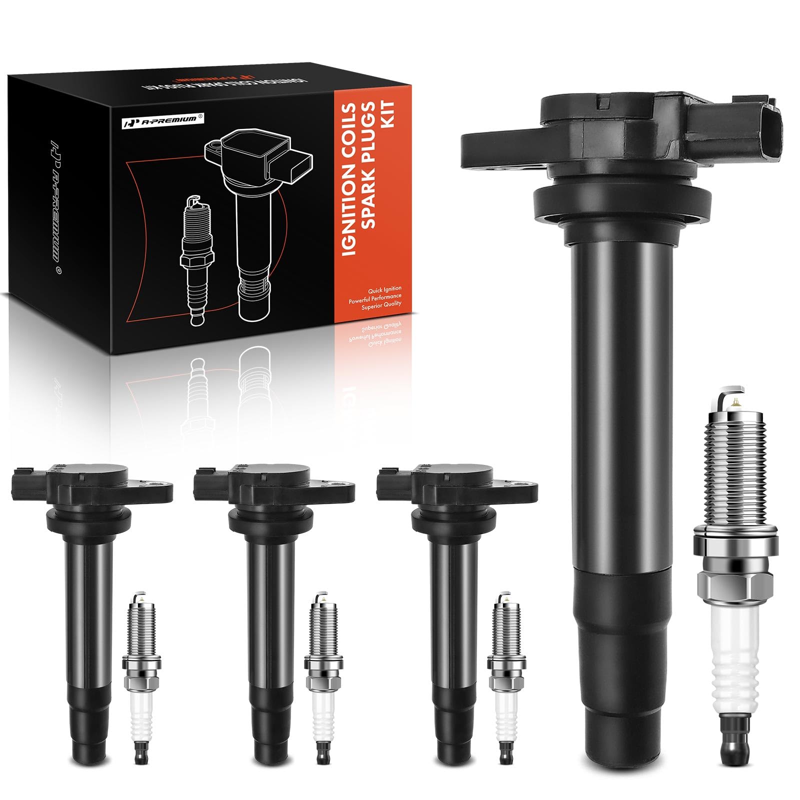 A-Premium Set of 4 Ignition Coil Pack and Iridium Spark Plugs ...