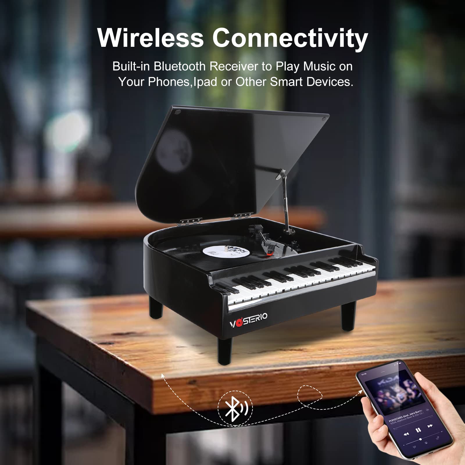 Mua VOSTERIO Bluetooth Record Player with Built-in Speakers, Modern 3 ...