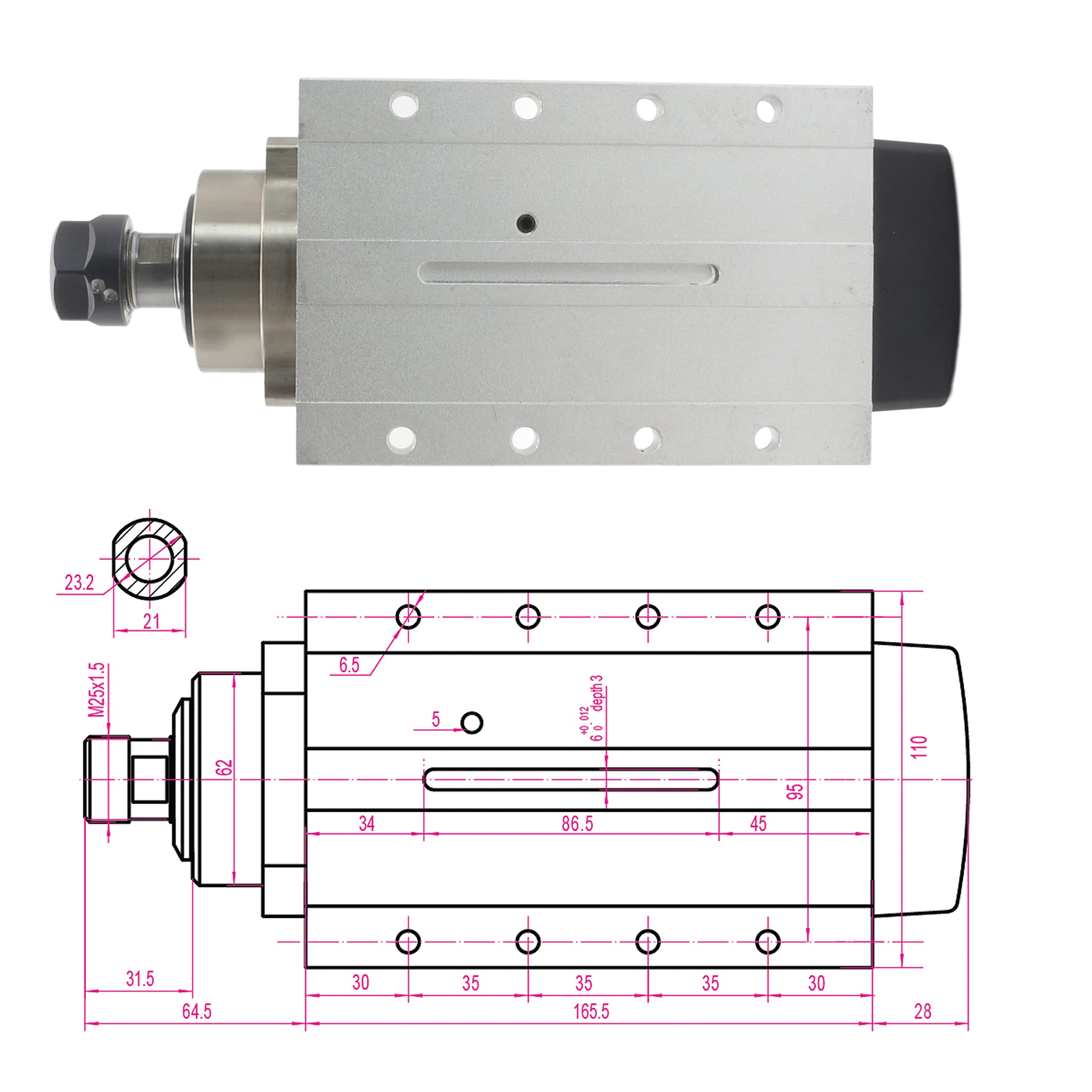 Mua Spindle Motor 2.2kw Square Air Cooled Spindle Motor ER20 Collect ...