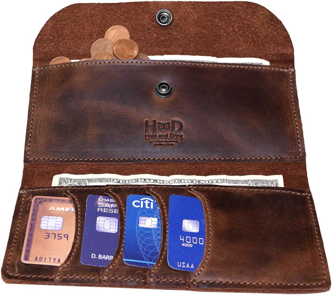 Amazon.com: Hide & Drink, Leather Folio Wallet, Holds Up to 4 Cards ...