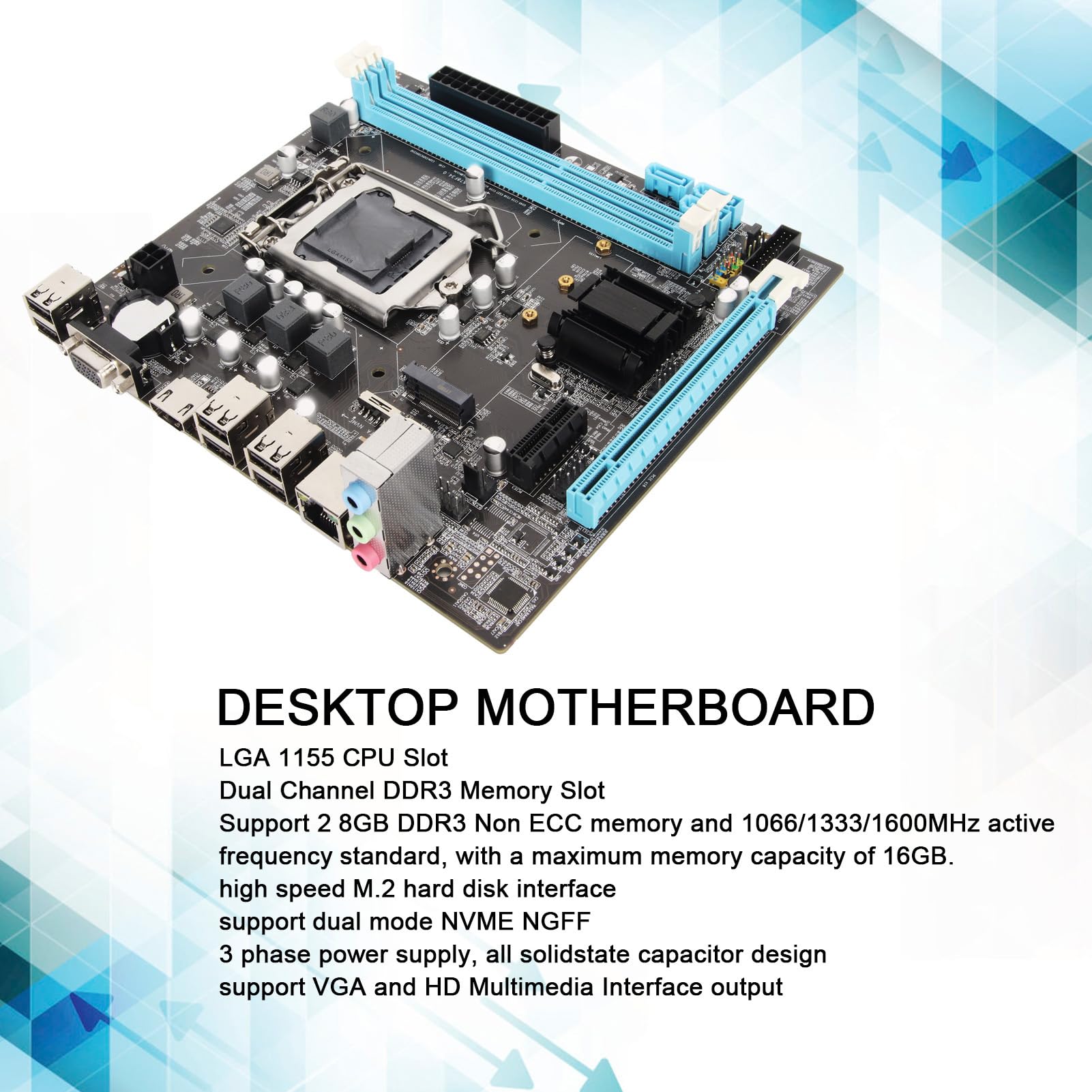 Mua Desktop Motherboard, LGA 1155 CPU 2nd Gen Slot Dual Channel DDR3 Motherboard with 3 Phase ...