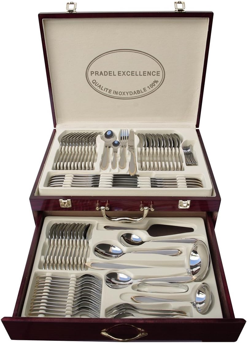 Pradel Excellence D919C Ménagère 84 Pièces Mélodie en Coffret Bois avec Tiroir: Amazon.fr ...