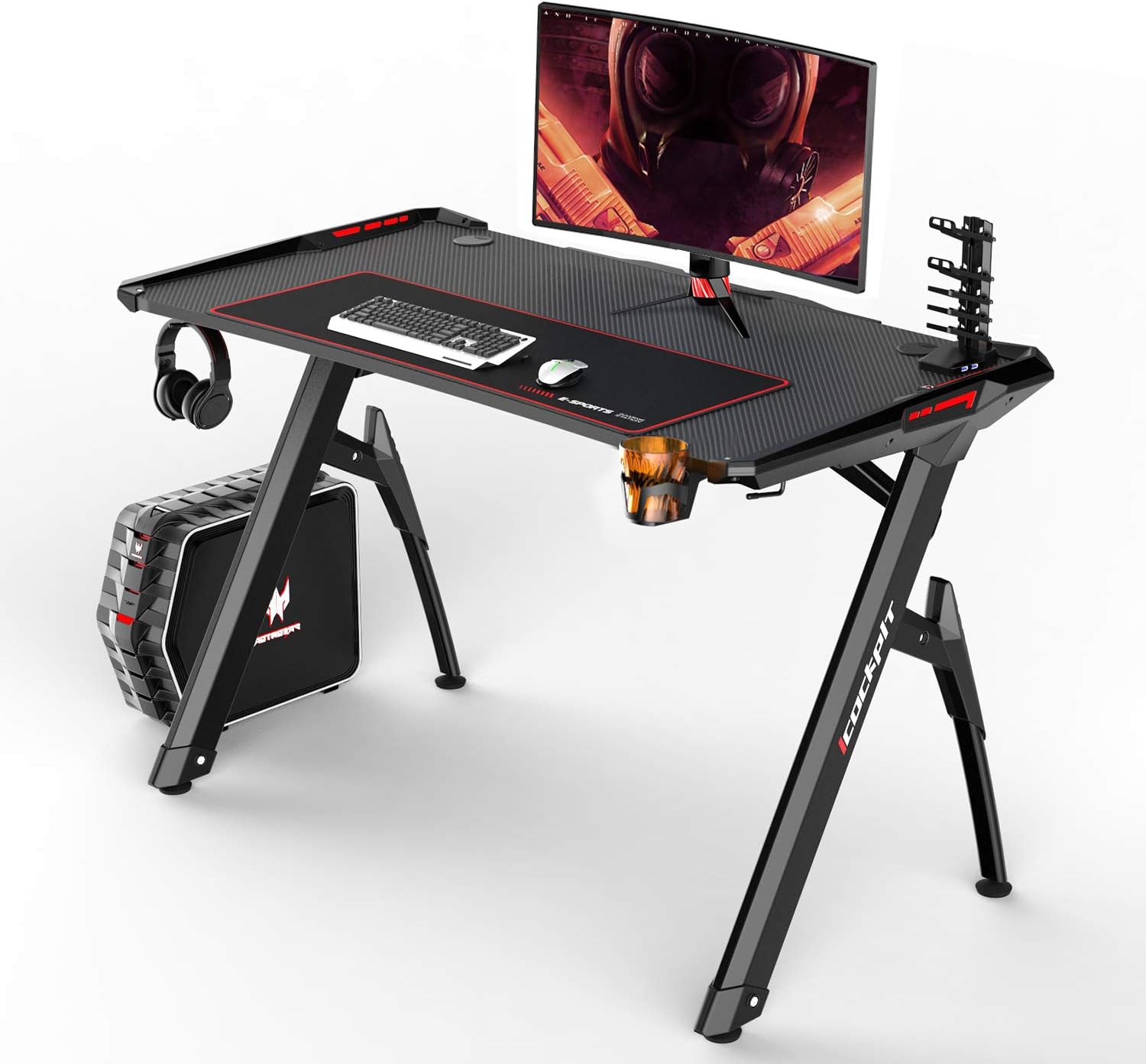 Amazon.com: Gaming Desk Computer Table – Kinsal 47 inch E Sports Racing ...