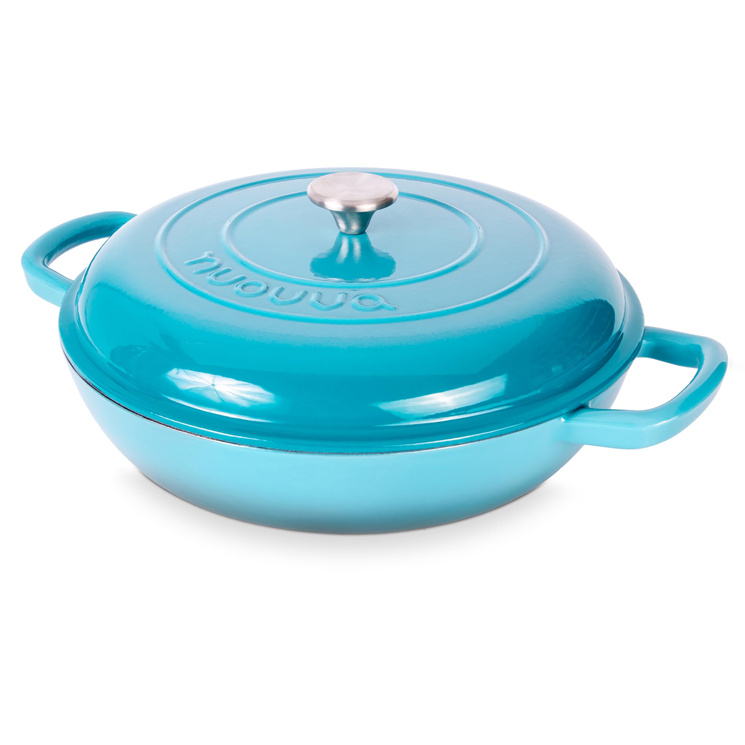 Shallow Cast Iron Casserole with Lid – Non Stick Dutch Oven Pot, Oven ...