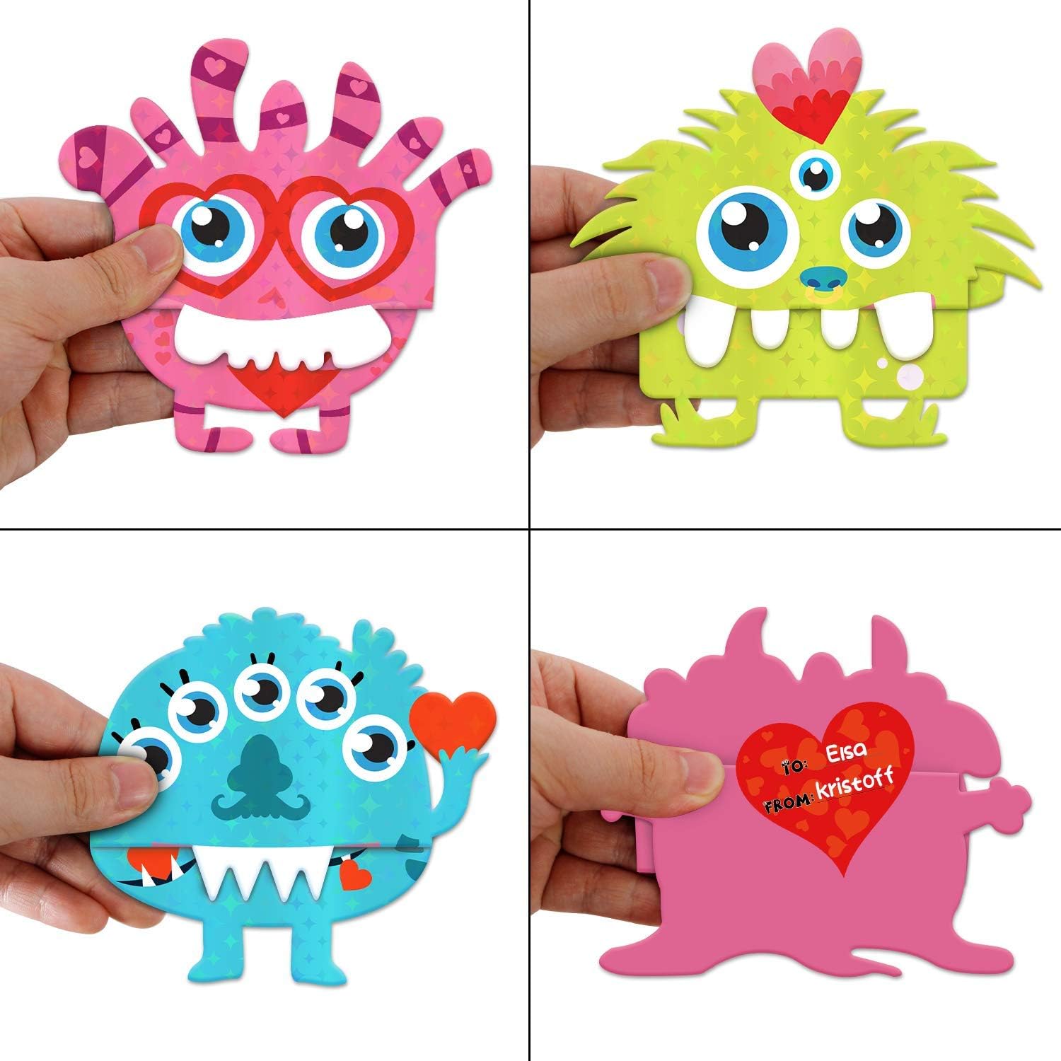 36 Monster Valentine Card Packs, Valentine’s Day Cards with 72 ...