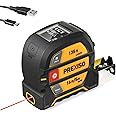 PREXISO 2-in-1 Laser Tape Measure, 135 Ft / 41 m Rechargeable Digital Laser Measurement Tool ...