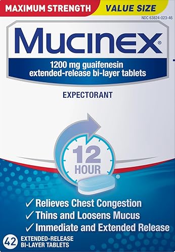 Mucinex 12 Hour Maximum Strength Extended-Release Tablets, 42 Tablets ...