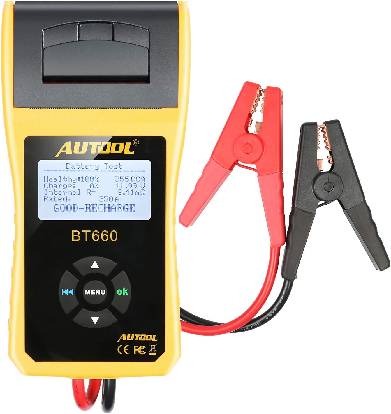 AUTOOL BT660 12V Battery Load Tester Analyzer with Printer for Regular ...