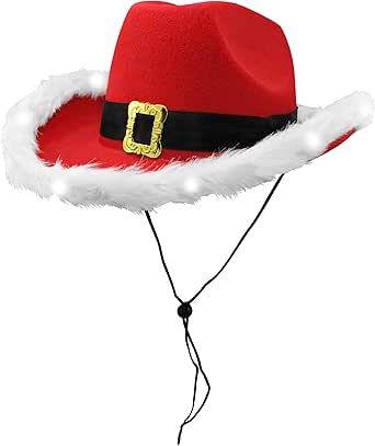 Amazon.com: Nicky Bigs Novelties Unisex Light Up Santa Claus Cowboy Hat ...