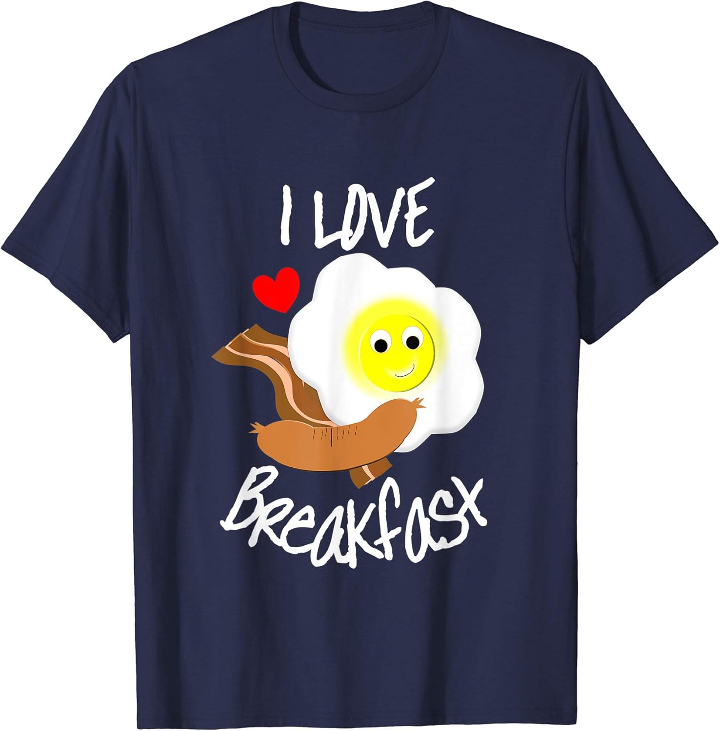Kids I Love Breakfast Funny Food Graphic Novelty T-Shirts 8 Navy ...