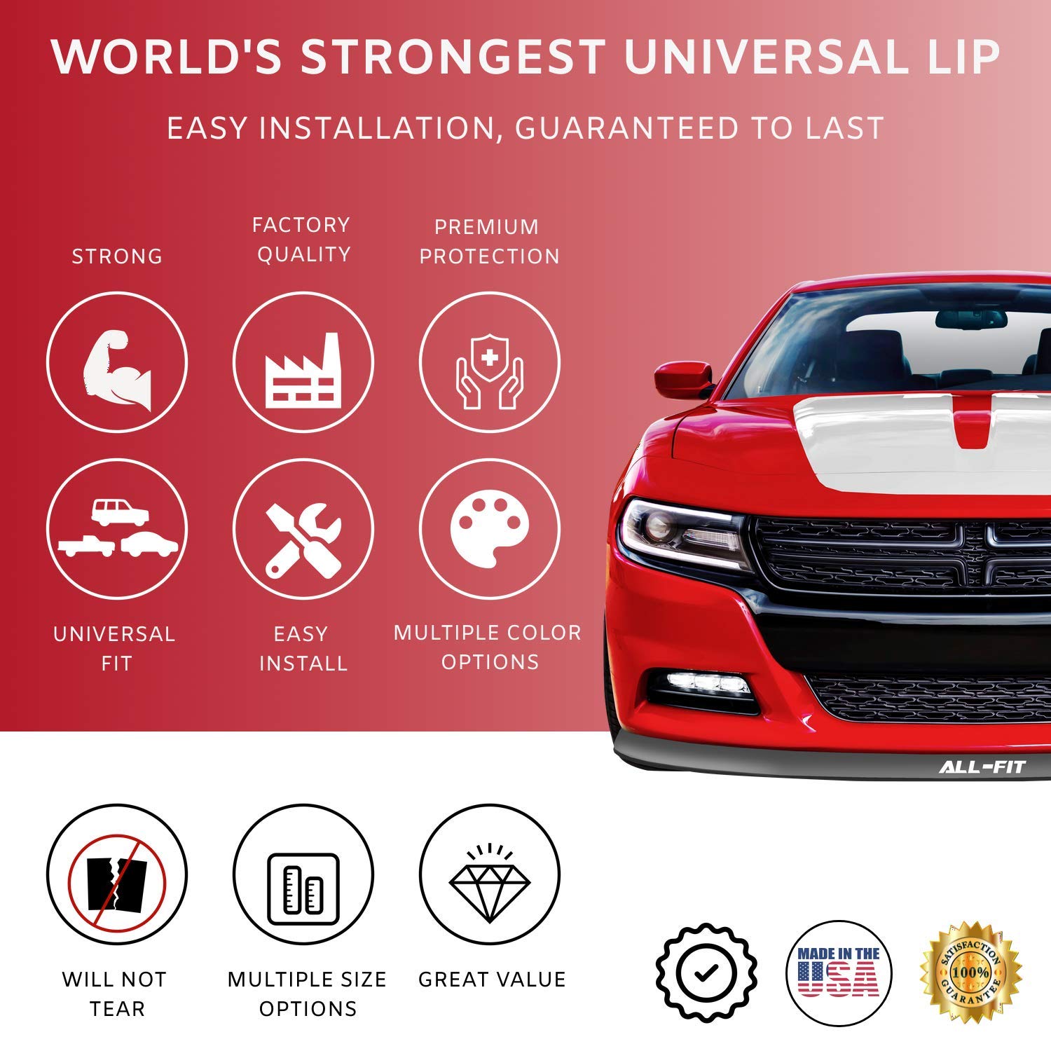 Mua All-Fit Automotive 2.5 Inch Universal Bumper Lip Splitter Kit ...