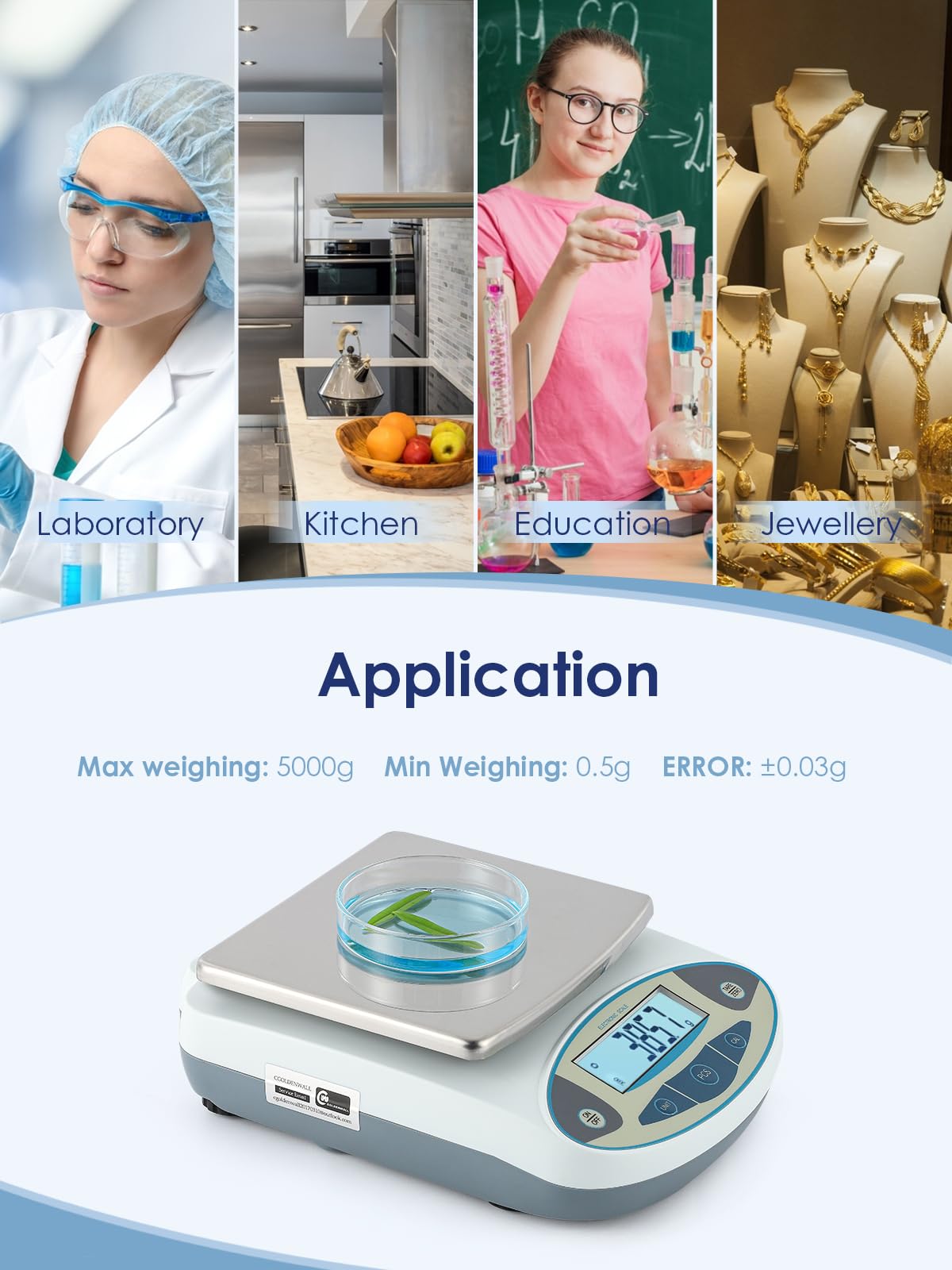 CGOLDENWALL Lab Scale 20kgx0.1g Digital Precision Scale Electronic ...