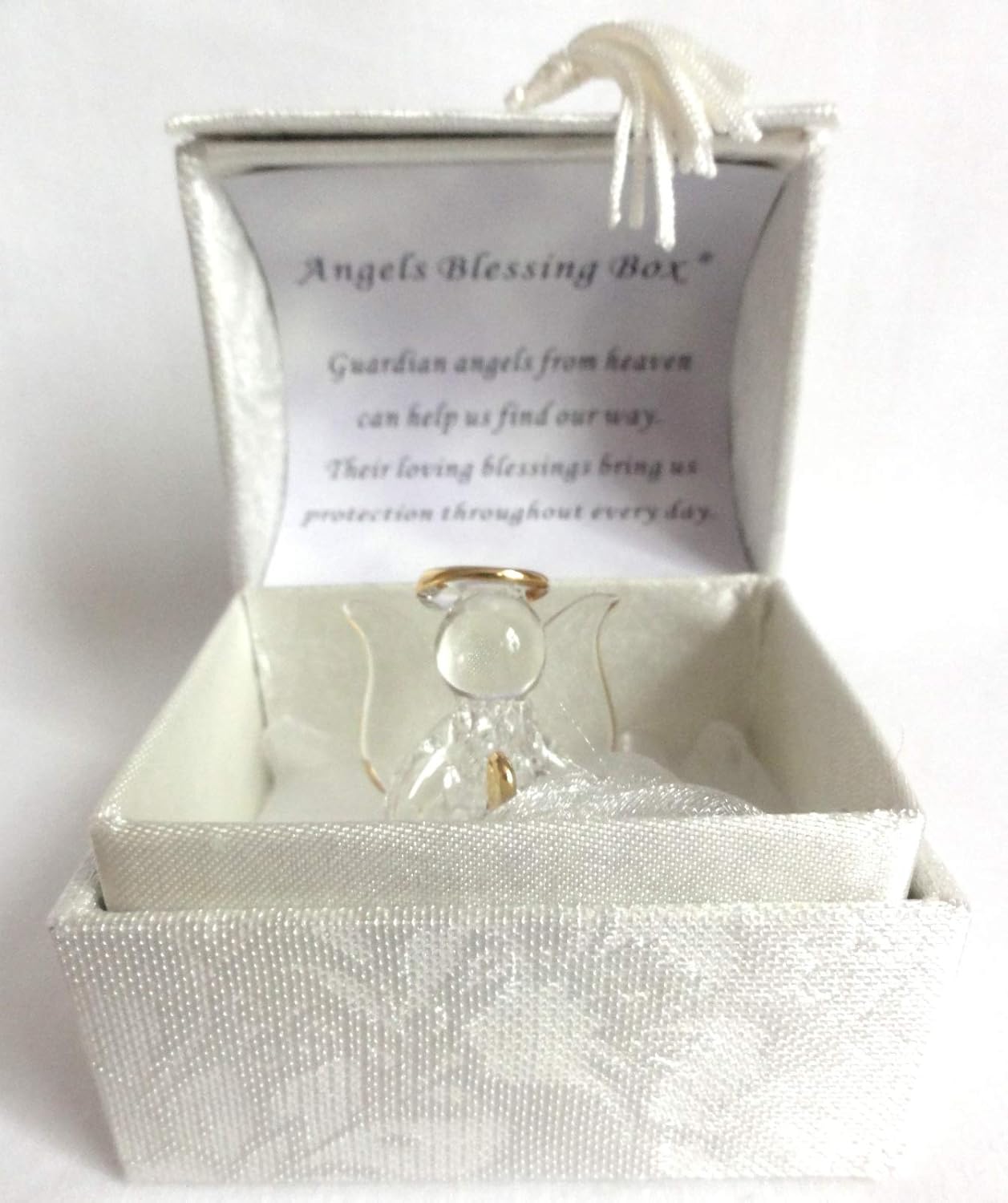 BCBGMAXAZRIA Glass GUARDIAN ANGEL BLESSING BOX Verse Gold Gilded Detail ...