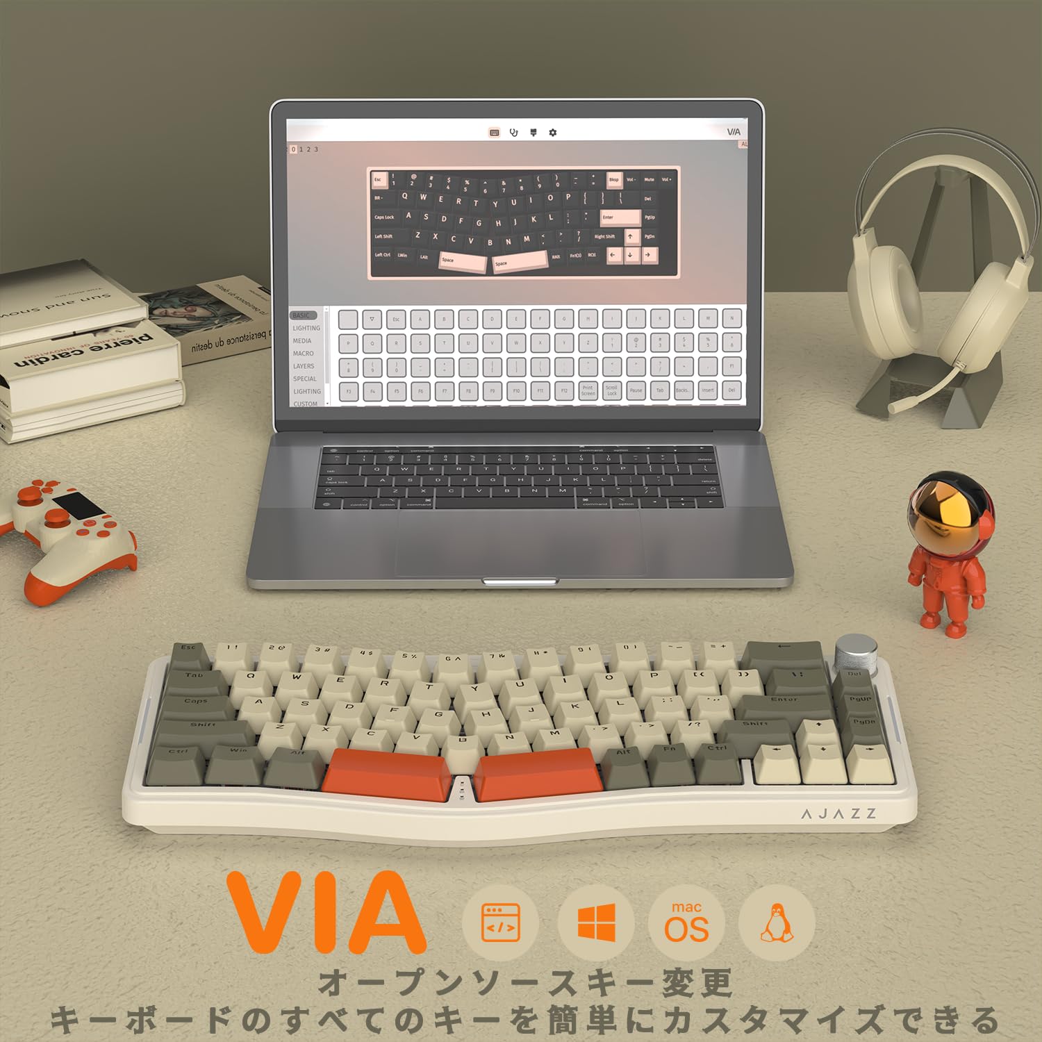 Mua AKS068 ゲーミングキーボード アアリスレイアウト有線65% 68キー赤軸 人間工学 メカニカルキーボード ホットスワップ可能 ...