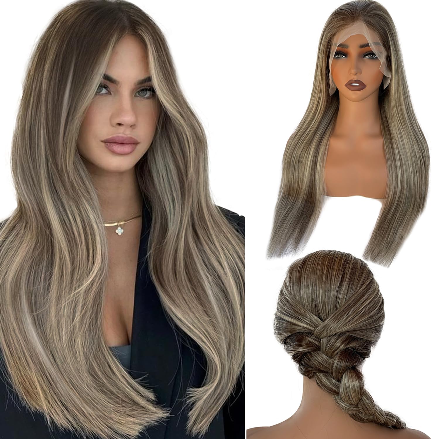 Valiilo 13x6 HD Lace Front Wig Human Hair Balayage Highlight 180% ...