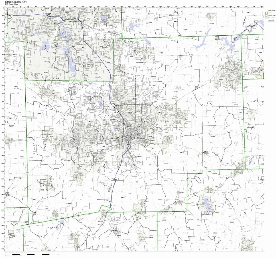 Amazon.com: Stark County, Ohio OH ZIP Code Map Not Laminated: Home ...