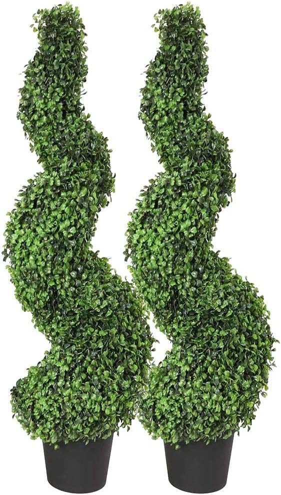 momoplant Artificial Boxwood Topiary Tree,Artificial Spiral Plants ...