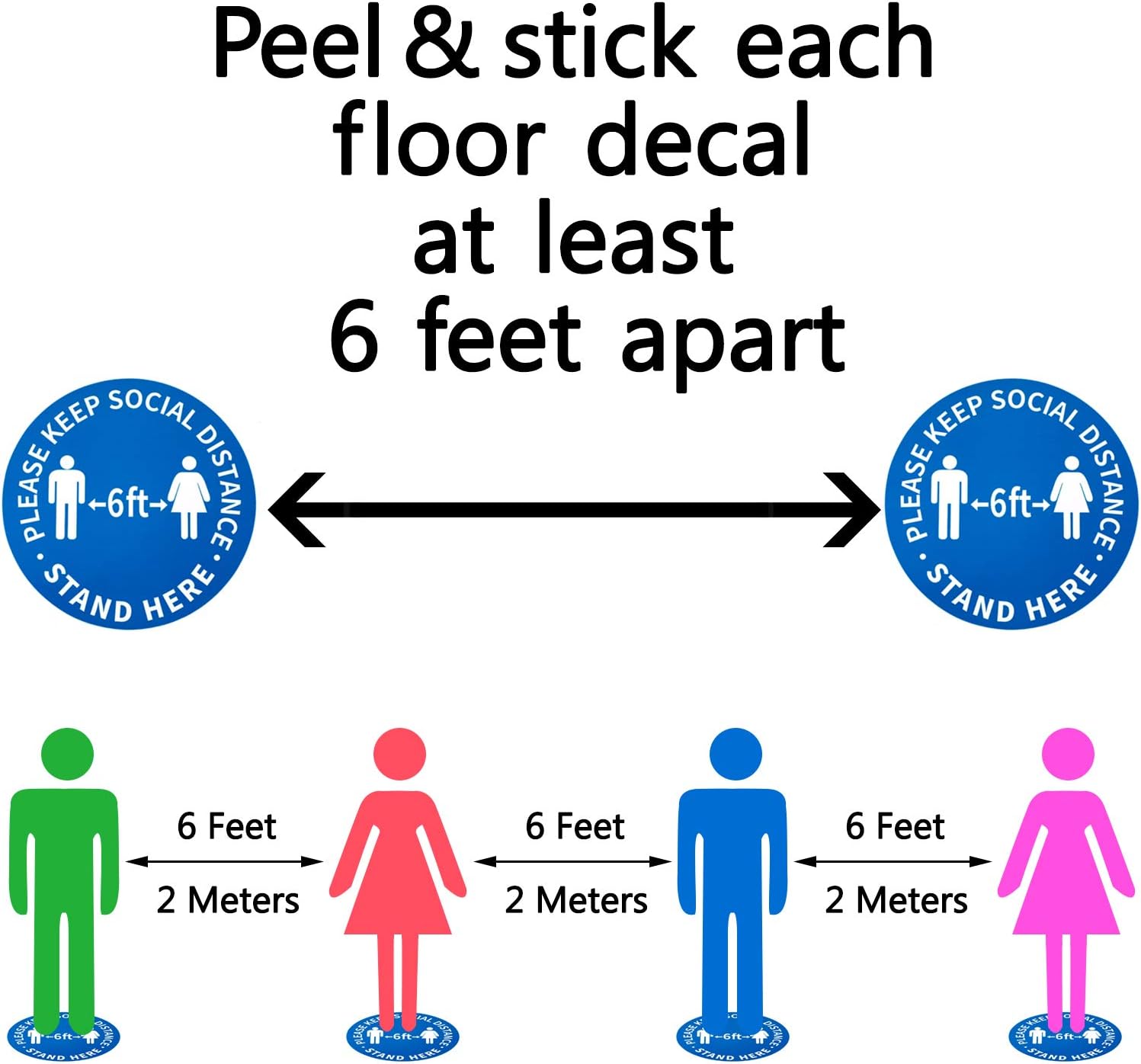 24 Pieces Social Distance Floor Decal Stickers Directional Arrows Floor ...