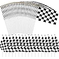 Amazon.com : 100 Pcs Small Checkered Flags Black and White Racing Flag ...