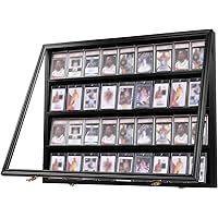 Lockable 36 Graded Sports Card Display Case, for Football, Baseball ...
