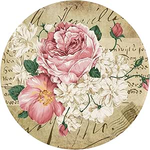 Amazon.com: KiuLoam Vintage Shabby Chic Pink Rose Floral Non-Slip Round ...
